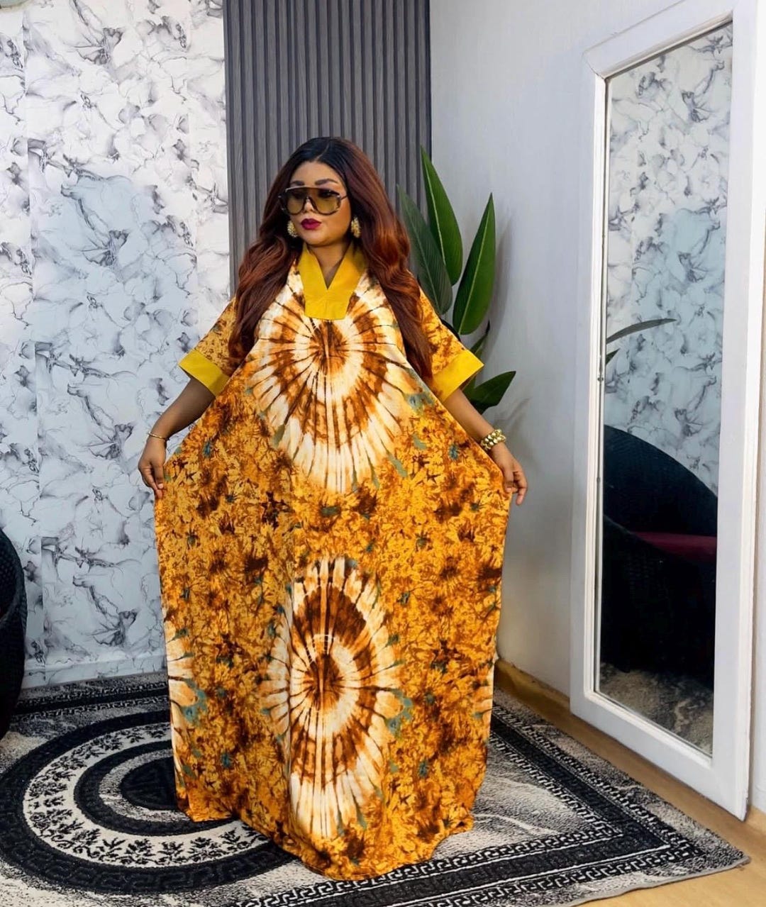 African Print Crepe Kaftan | Nigerian Boubou Dress - Etsy
