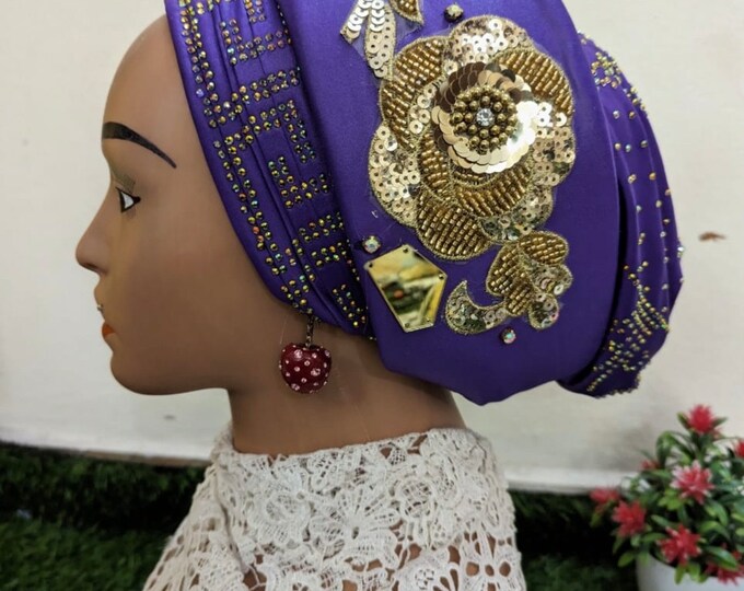 Luxury Turban Hat for Ladies Pre Tied Hat Pre Styled Head Tie Ready to ...