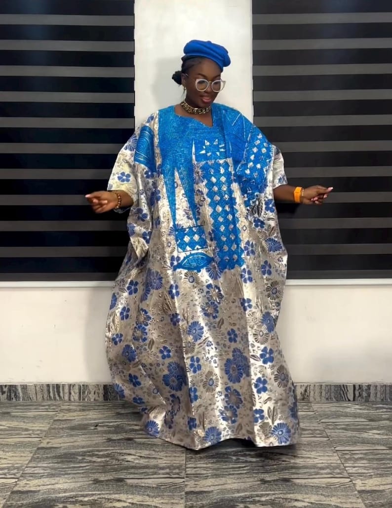 Damask Brocade Agbada Dress With Tinko Embroidery | Nigerian Fashion ...