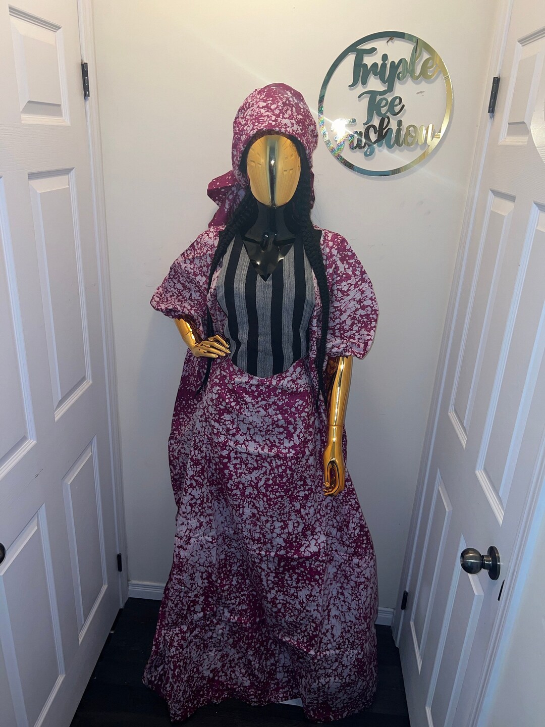 African Adire Batik Boubou Dress |inner Belt Bubu Kaftan| Handmade ...