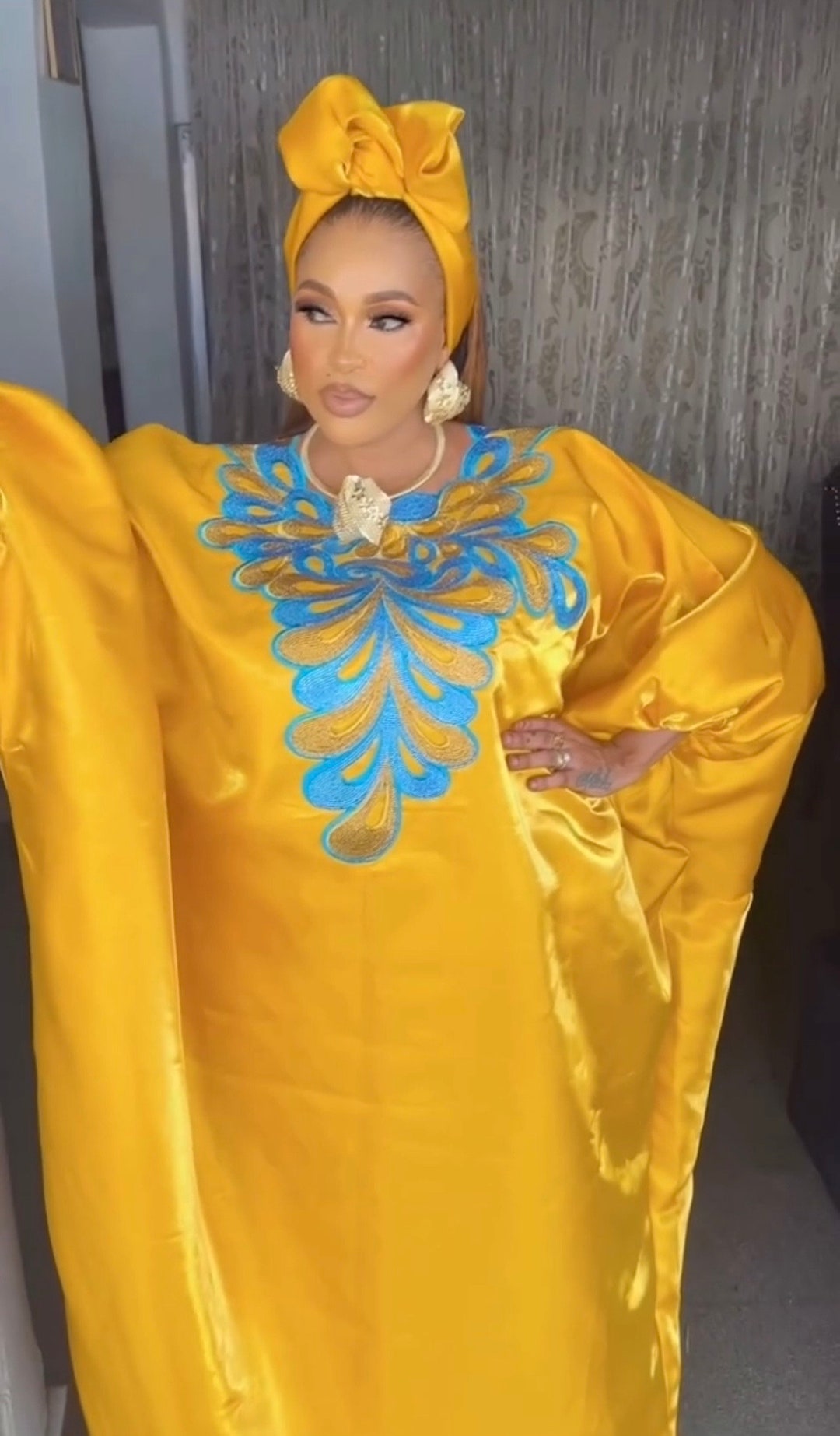 African Embroidery Liquid Mikado Boubou | Mikado | Long Danshiki ...