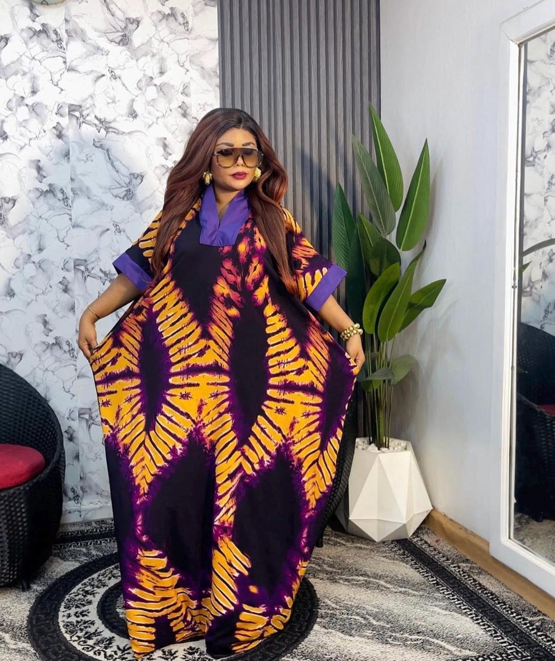 African Crepe Dresssummer Danshiki crepe Kaftan African Print Dress ...