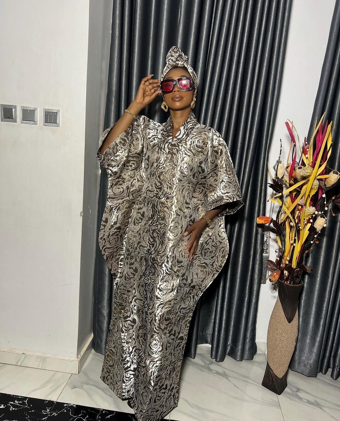 African Brocade Boubou Dress| Rich Aunty| Danshiki | Kaftan| Jalabiya ...