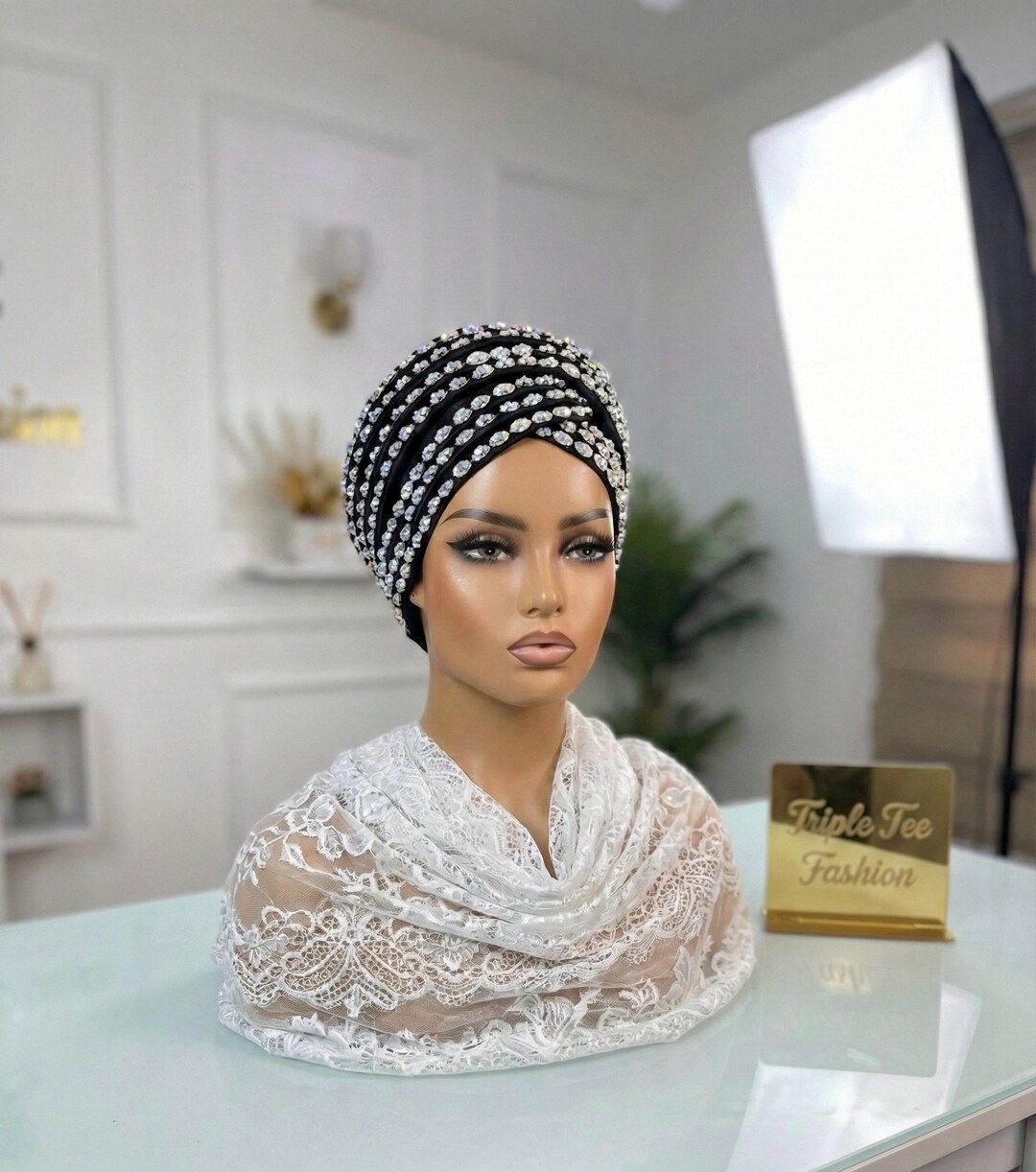 Luxury Duchess Silk Crystal Turban | Pre-tied Headtie - Etsy