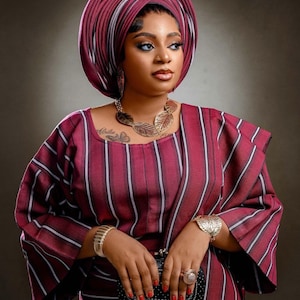 African Aso Oke 3 Pieces Iro, Buba and Sokoto Nigerian Bride Outfit ...