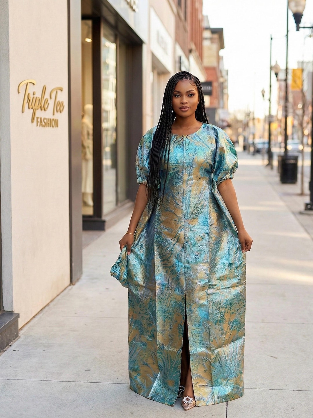 Brocade Boubou Dress With Scarf | Nigerian Kaftan - Etsy
