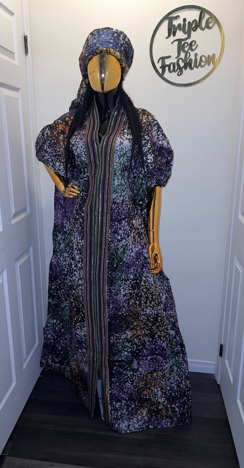 African Adire Batik Dress Danshiki Kaftan Handmade African Print Dress ...