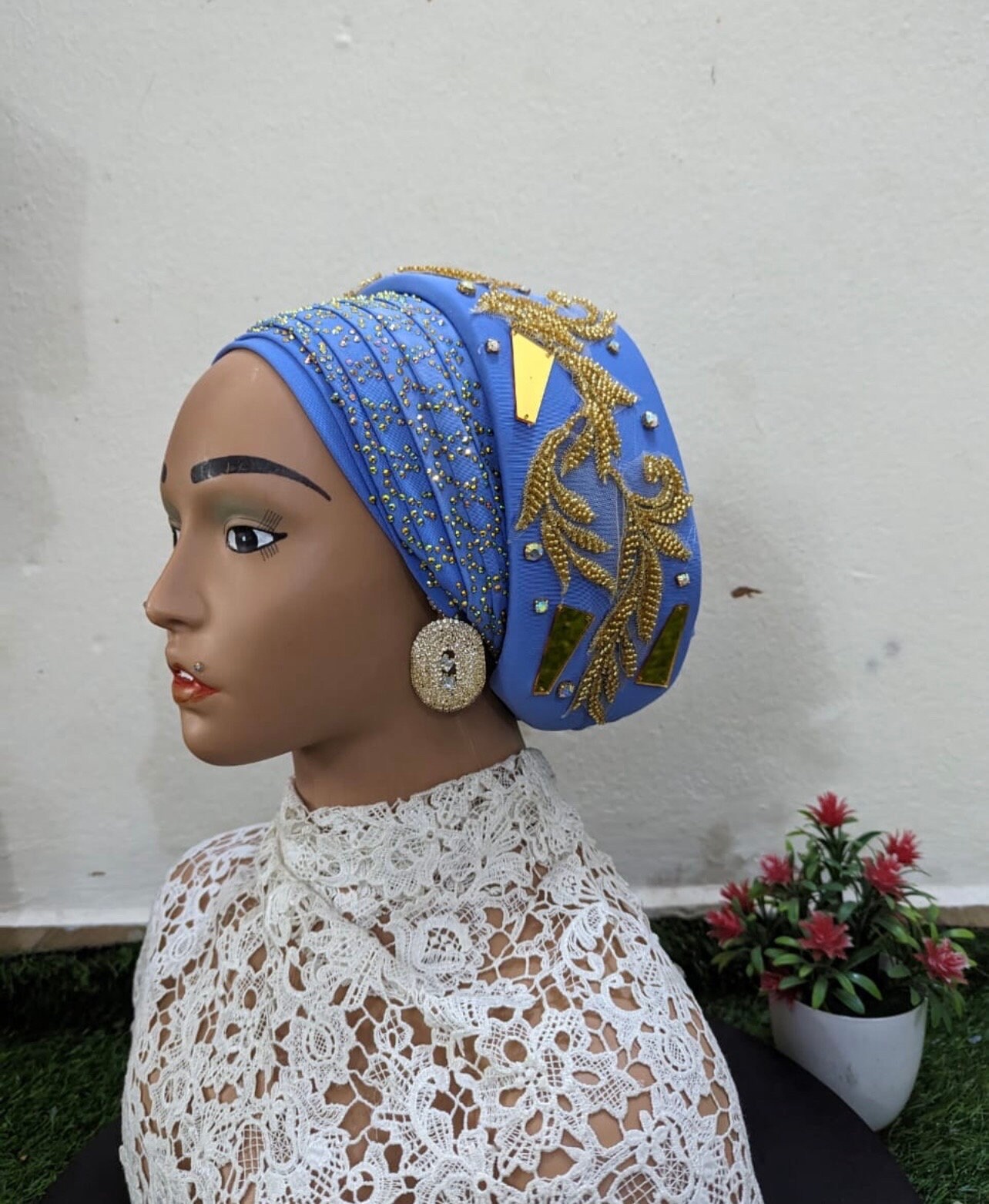 Luxury Turban Hat for Ladies Pre Tied Hat Pre Styled Head Tie Ready to ...