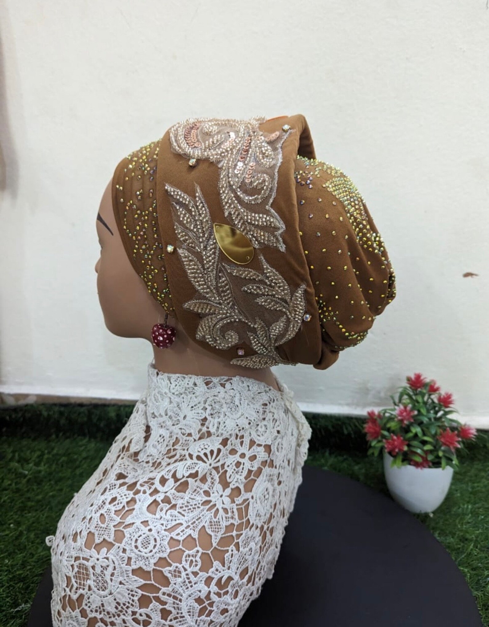 Luxury Turban Hat for Ladies Pre Tied Hat Pre Styled Head Tie Ready to ...