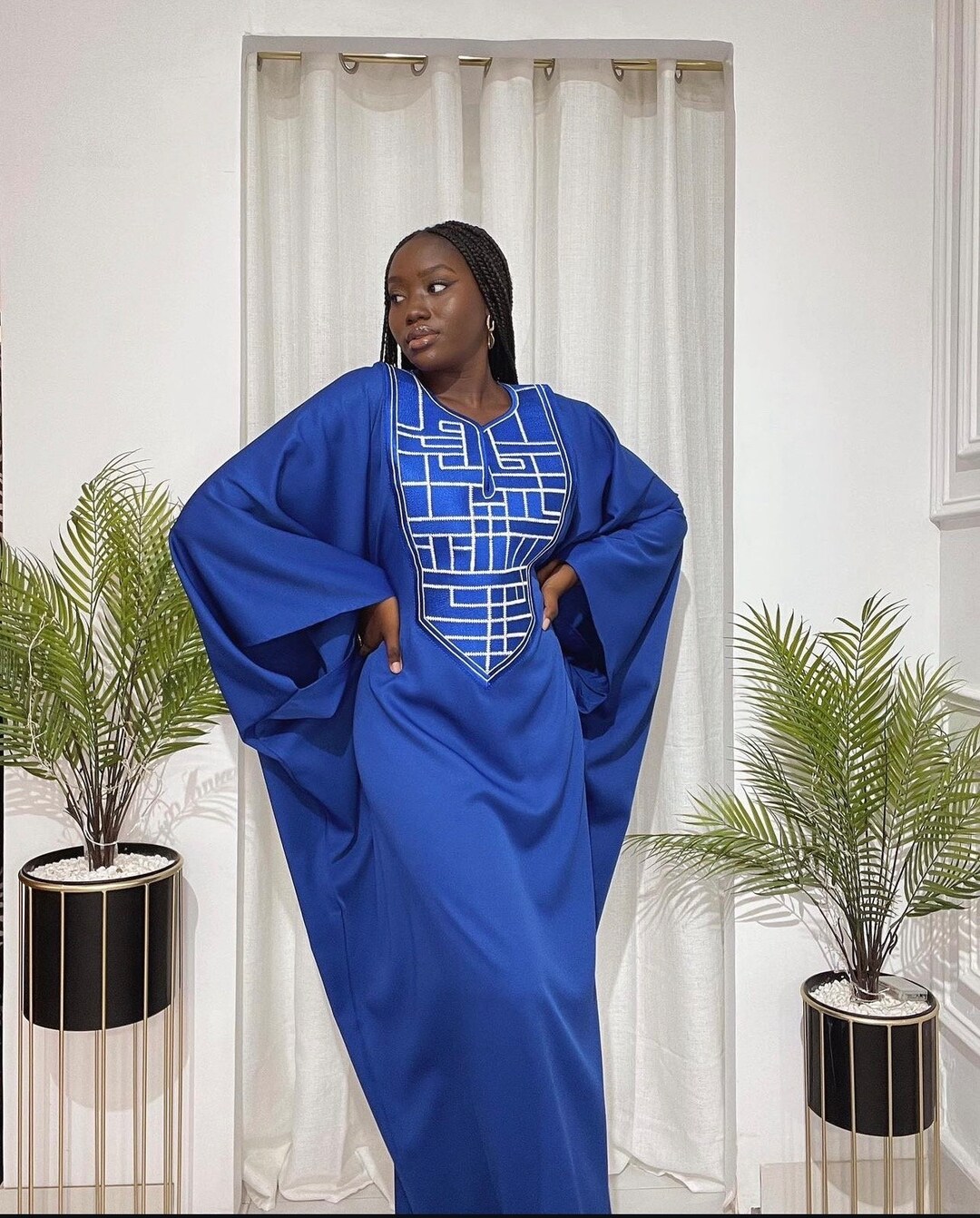 African Embroidery Crepe Boubou | Crepe Long Danshiki Kaftan| Modest ...