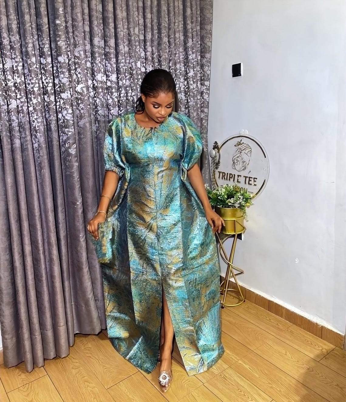 Brocade Boubou Dress With Scarf | Nigerian Kaftan - Etsy