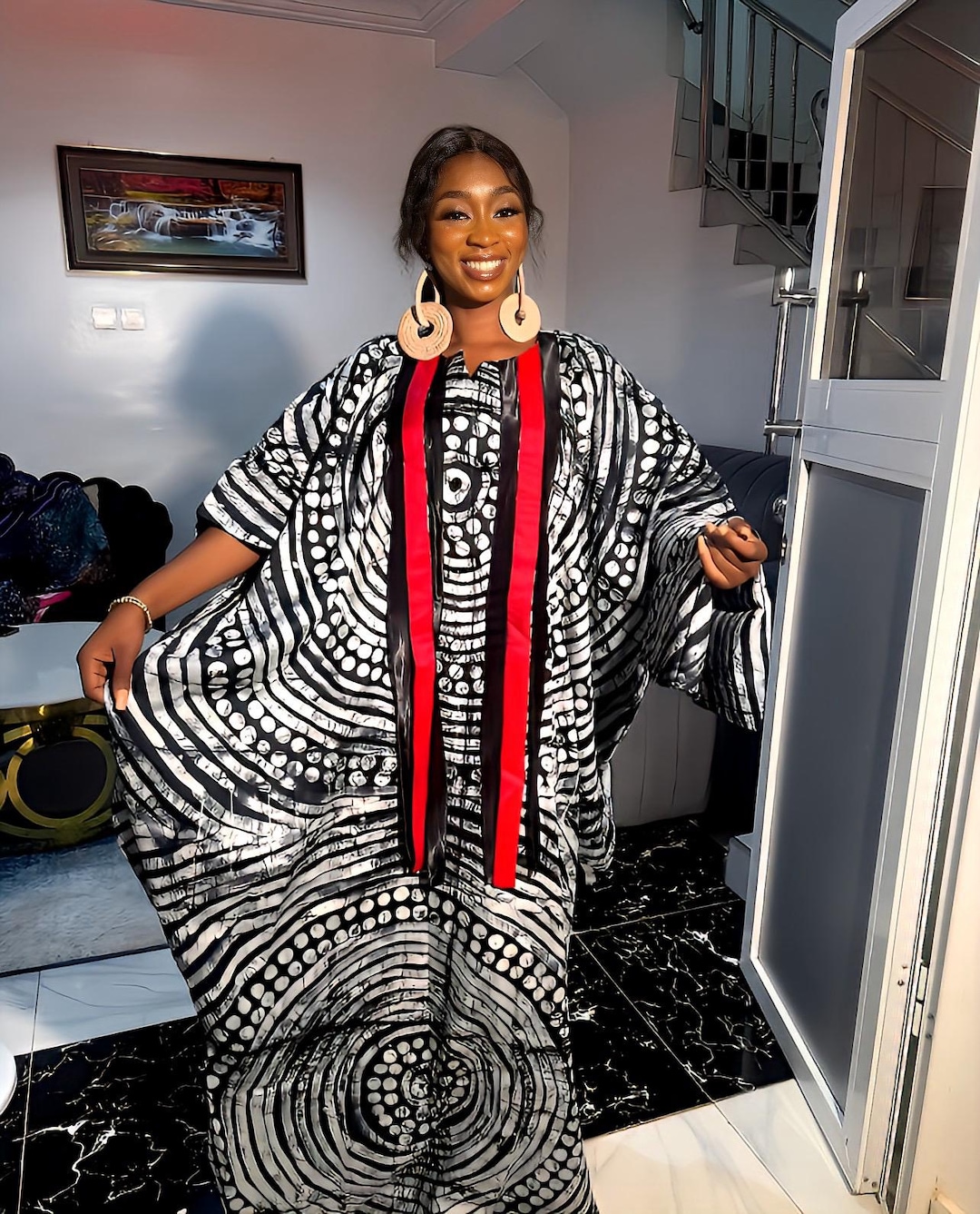 African Adire Batik Dress| Danshiki | Kaftan| Handmade African Print ...