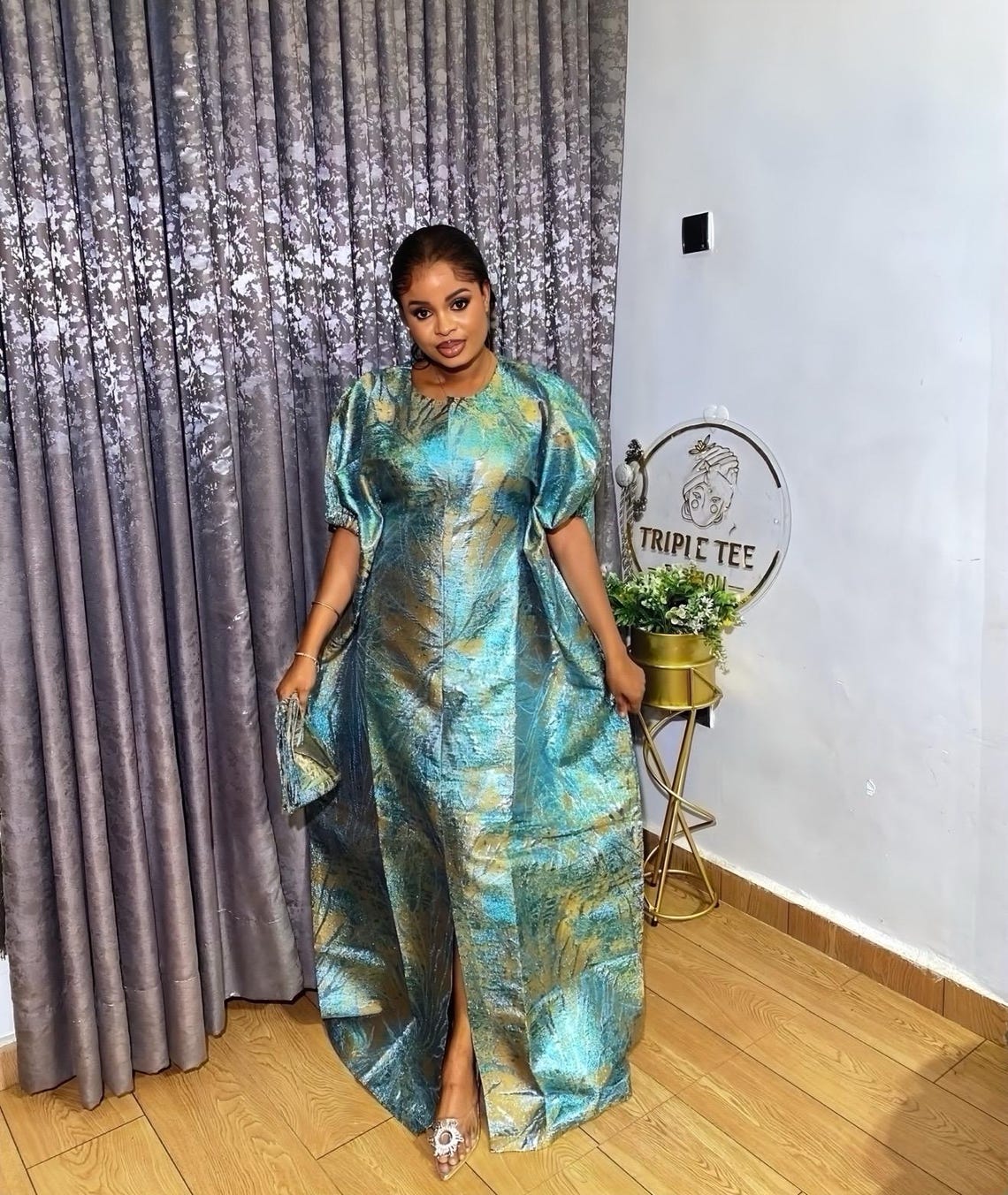 Brocade Boubou Dress With Scarf | Nigerian Kaftan - Etsy
