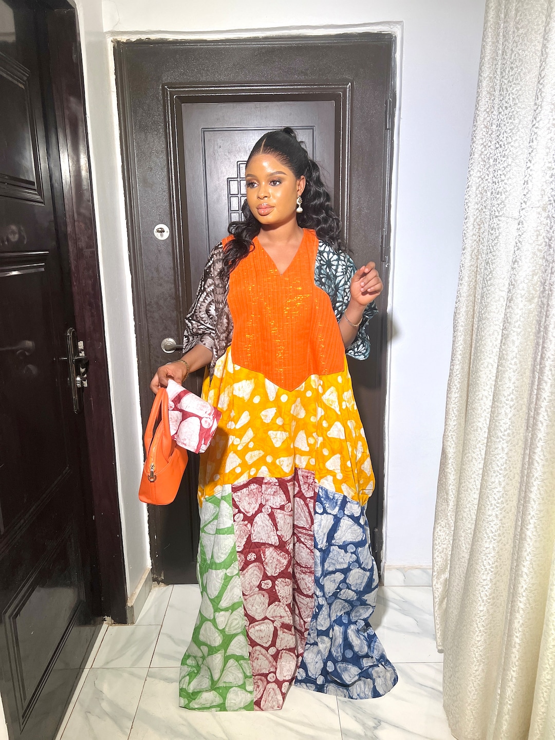 African Adire Batik Dress| Danshiki | Kaftan| Handmade African Print ...