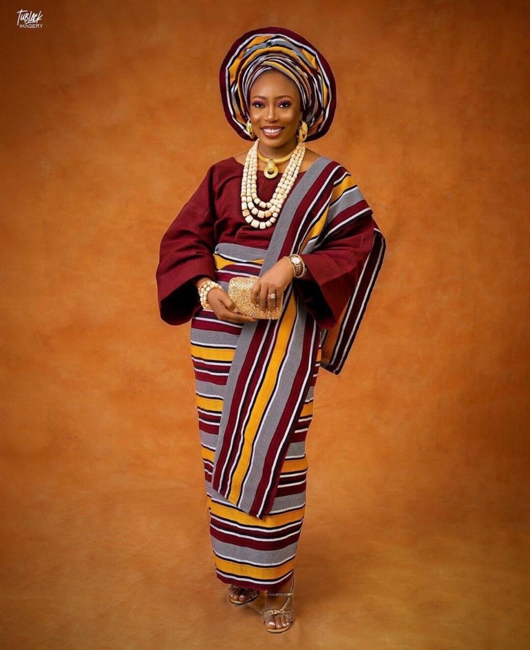 African Aso Oke 3 Pieces Iro, Buba and Sokoto Nigerian Bride Outfit ...