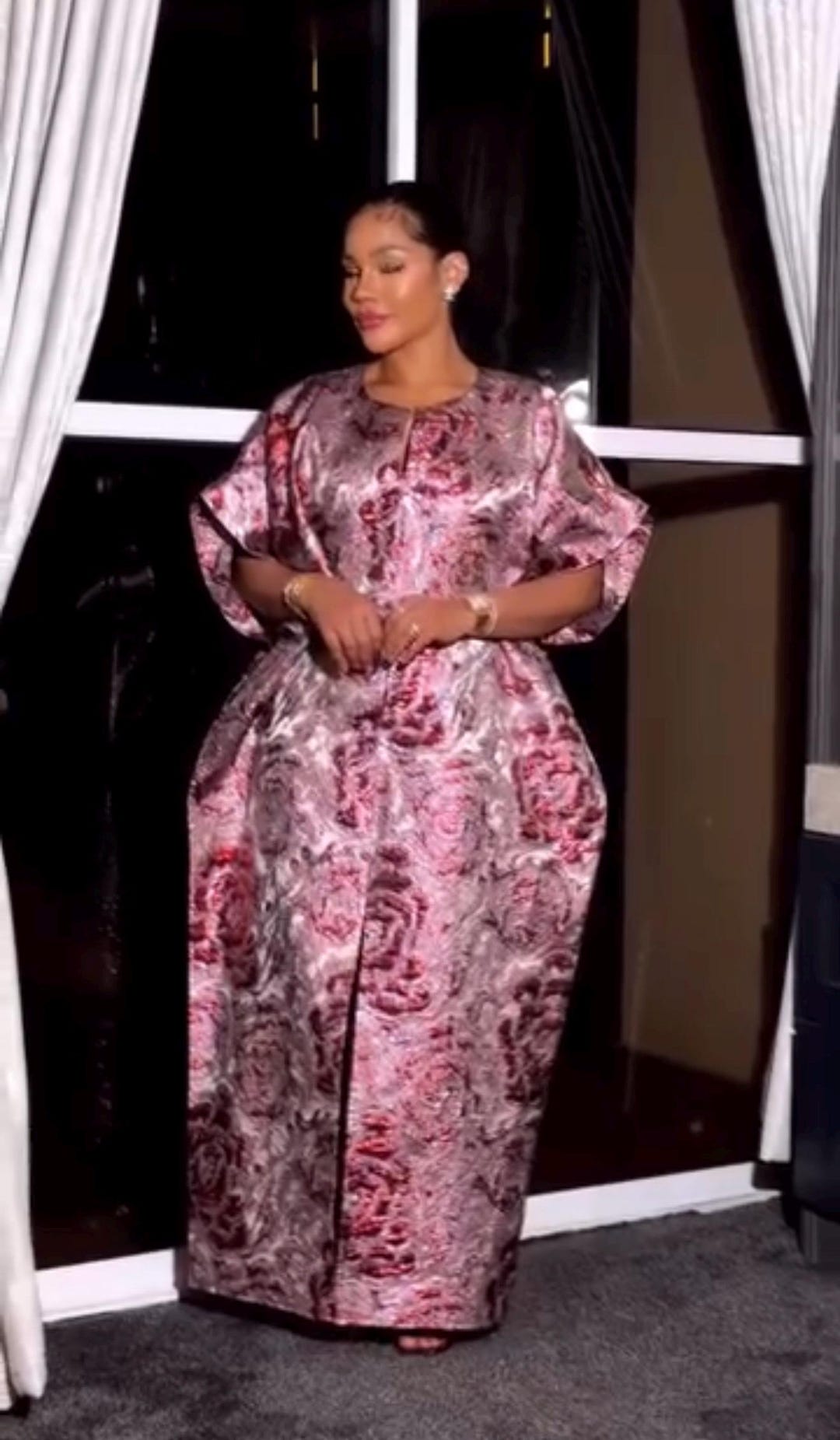 Floral Brocade Boubou Dress | Nigerian Kaftan With Matching Scarf - Etsy