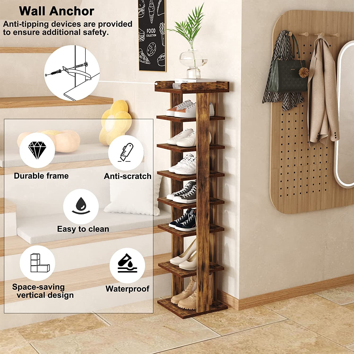 Personalized Shoe Rack Entryway Shoe Tower Vertical Shoe - Etsy
