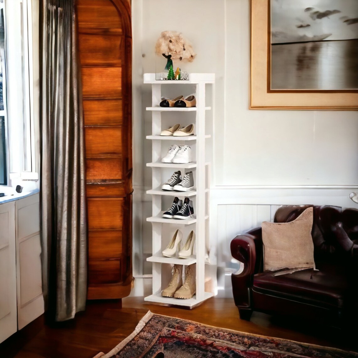 Personalized Shoe Rack Entryway Shoe Tower Vertical Shoe - Etsy