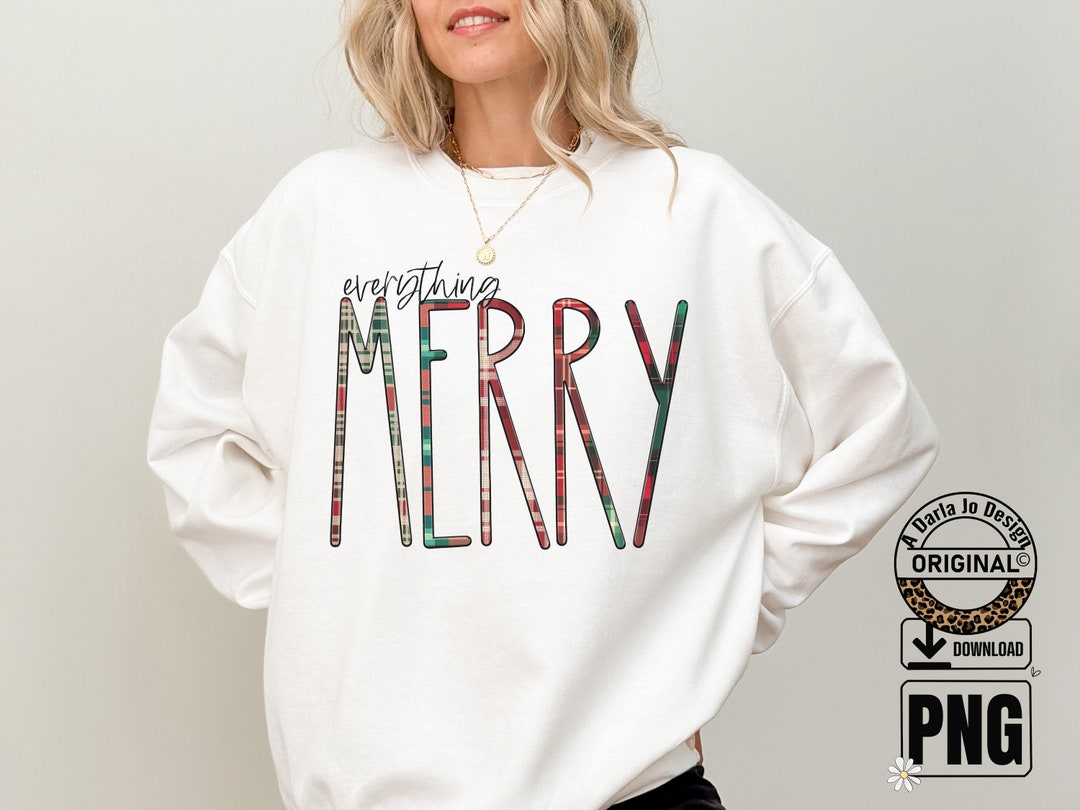 Merry PNG Digital Graphic Design With Christmas Plaids Downloadable ...