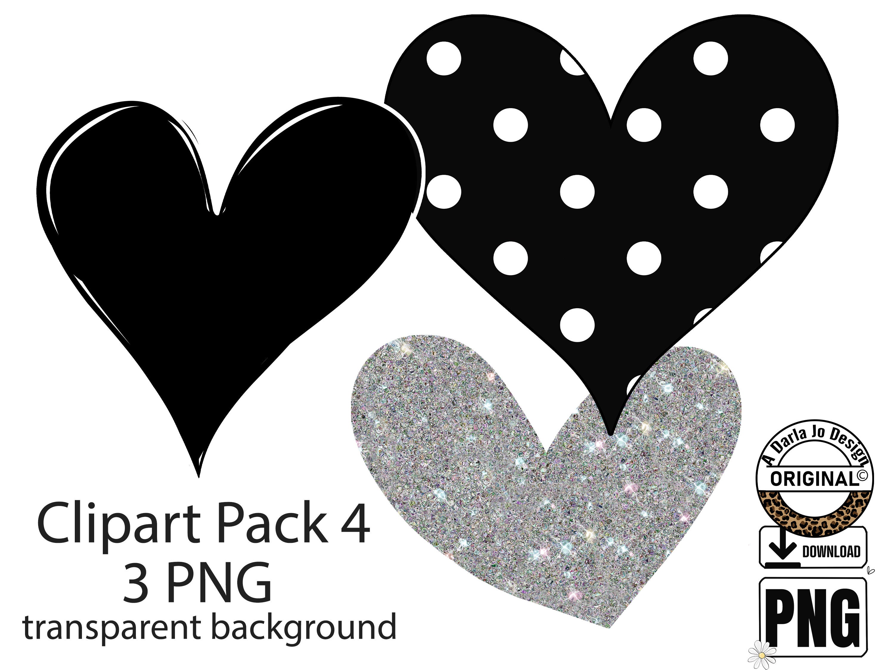 Valentine's Day Hearts Clipart Pack Transparent Graphics PNG Instant ...