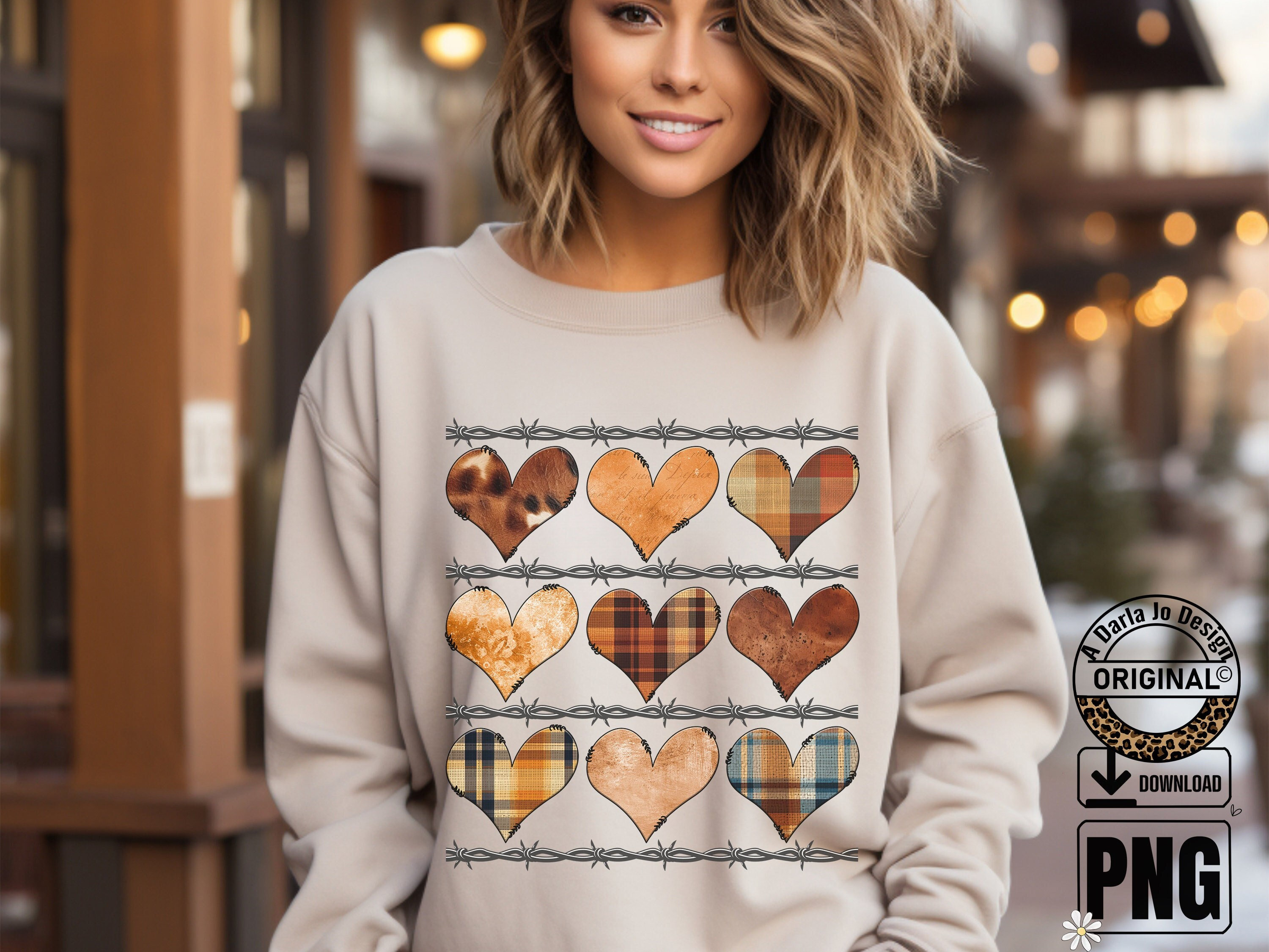 Western Hearts PNG Bundle, Barbwire Sublimation, Cowgirl Fall Design ...