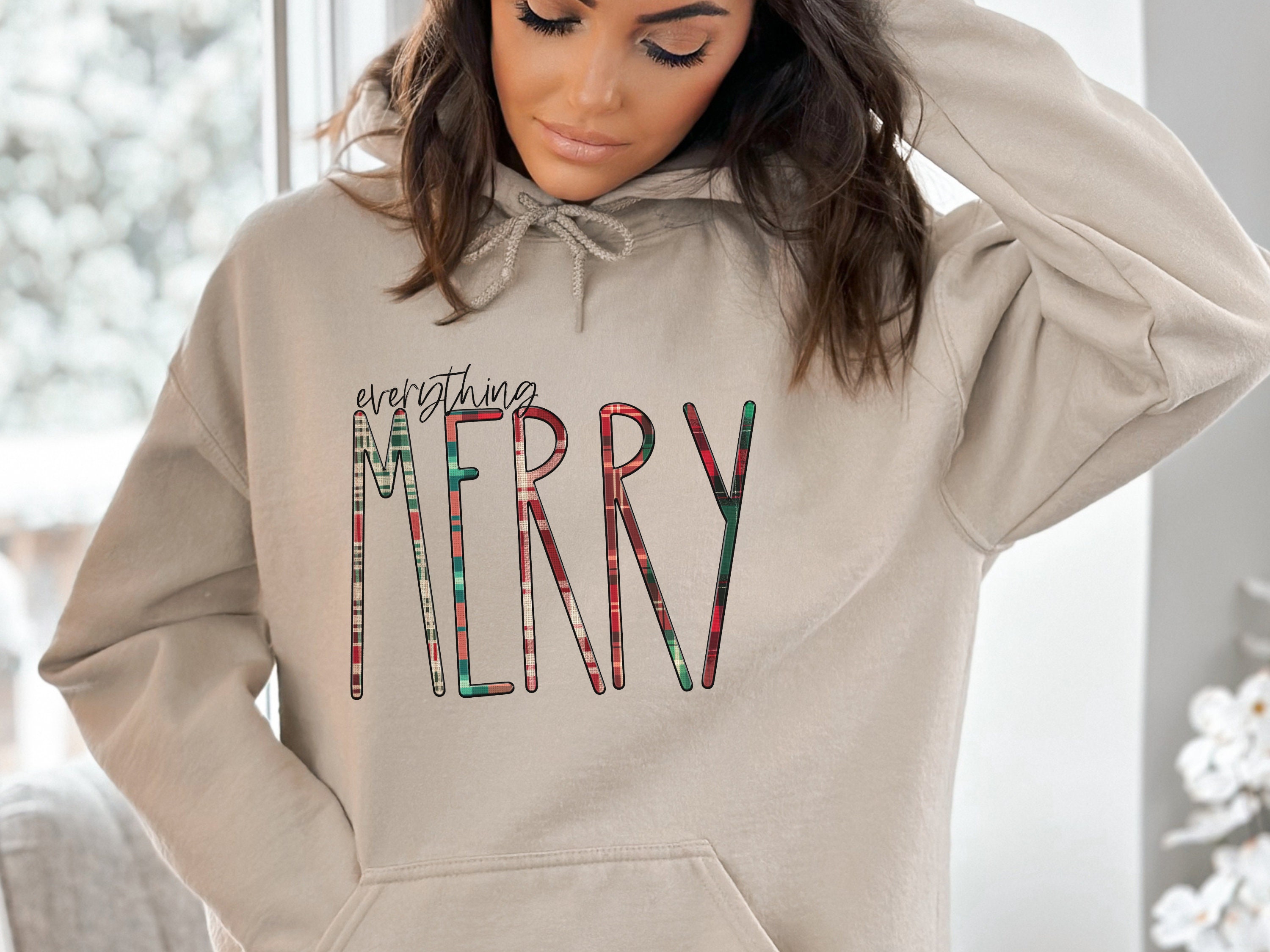 Merry PNG Digital Graphic Design With Christmas Plaids Downloadable ...