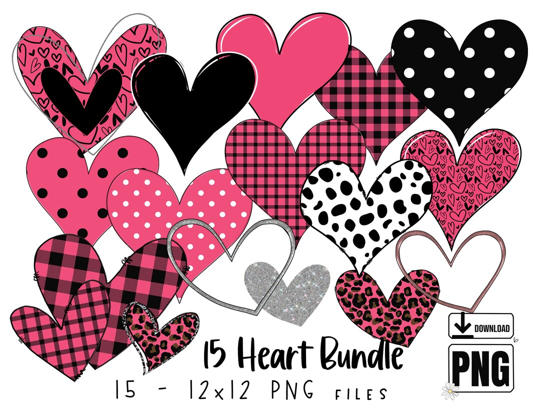 Valentine's Day Hearts Clipart Pack - Transparent Graphics PNG Instant ...