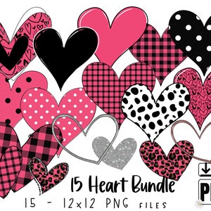 Valentine's Day Hearts Clipart Pack - Transparent Graphics PNG Instant ...