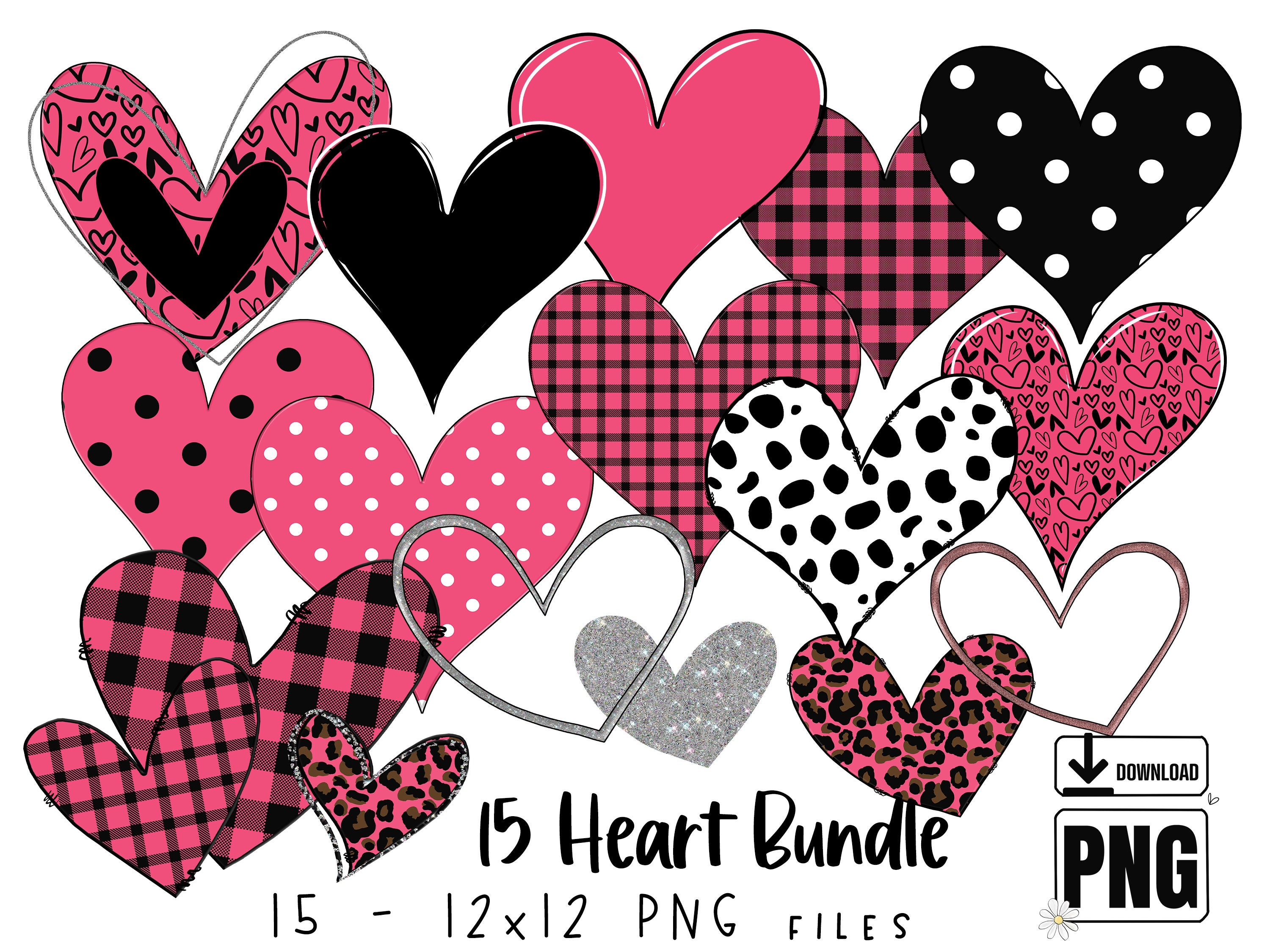 Valentine's Day Hearts Clipart Pack - Transparent Graphics PNG Instant ...