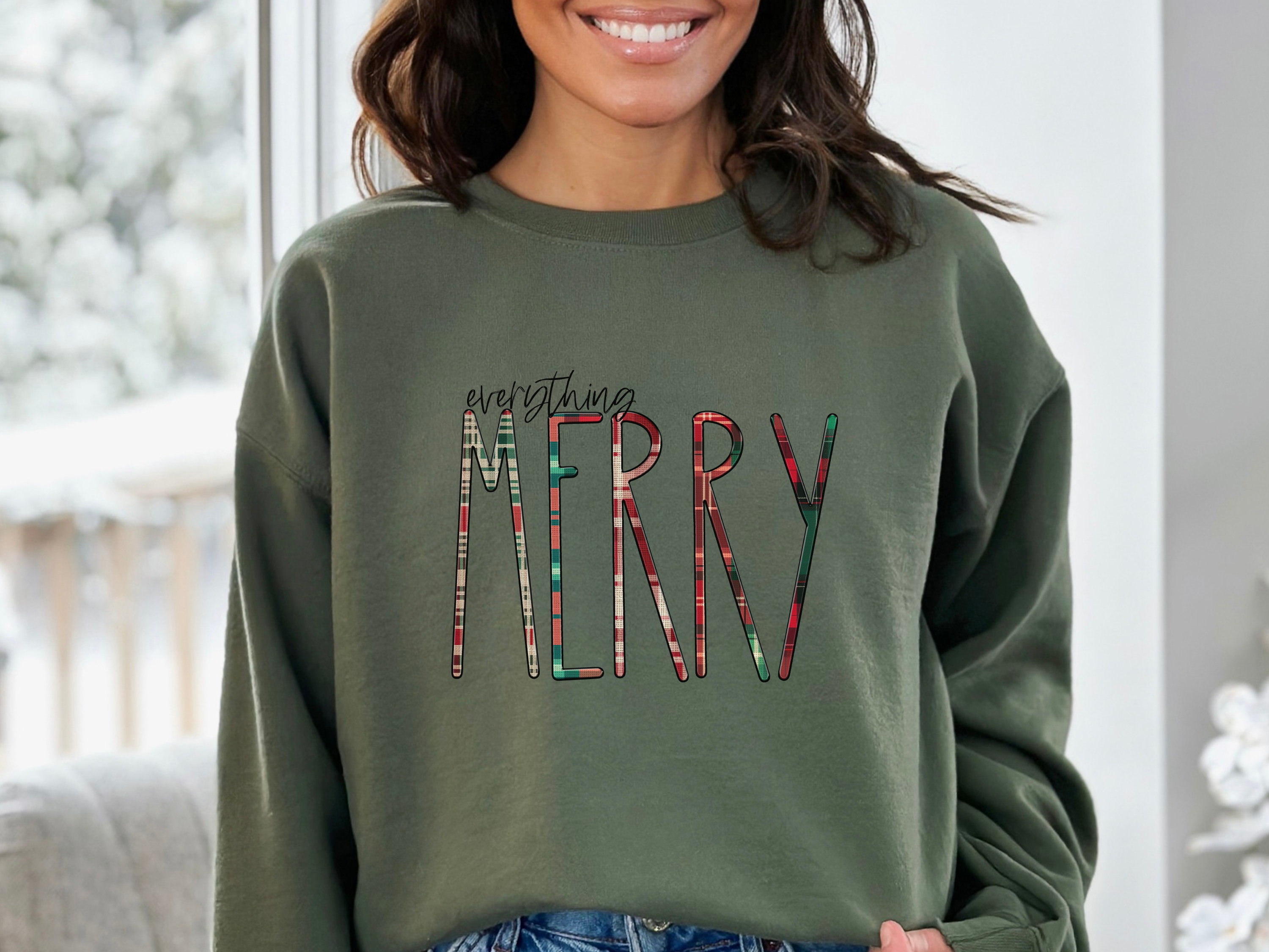 Merry PNG Digital Graphic Design With Christmas Plaids Downloadable ...