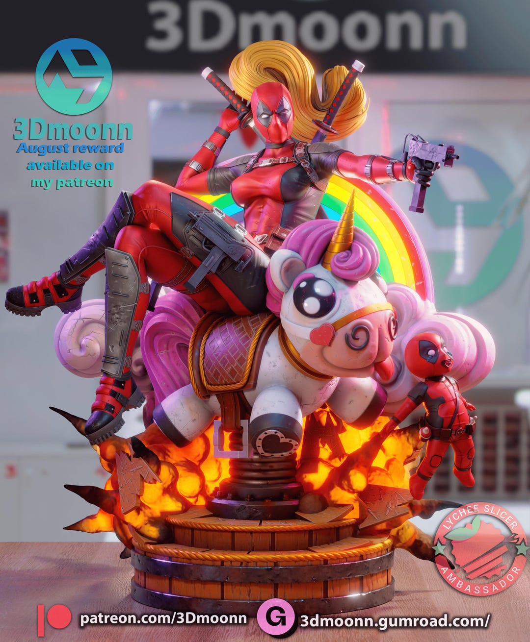 Lady Deadpool by 3dmoonnn 3D Printed Resin Statue Custom Scale Statue ...