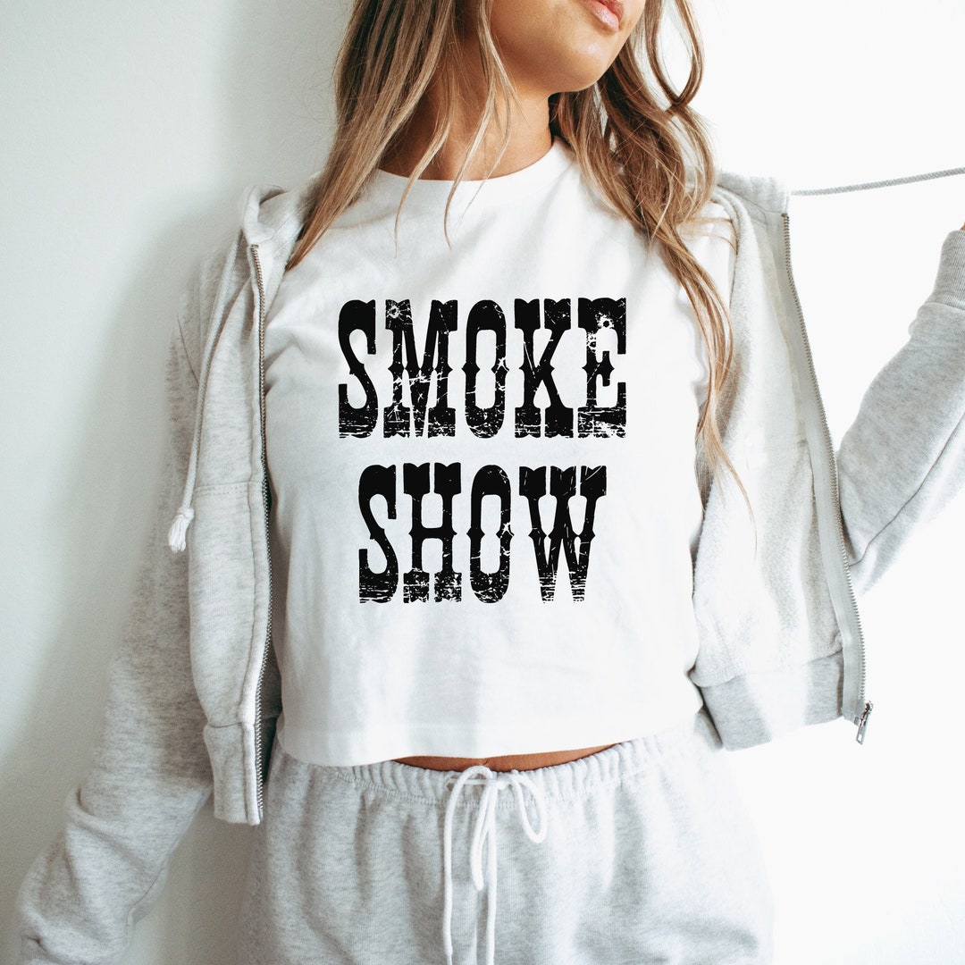Smoke Show Crop Top, Cowgirl Style Distressed Tee, Country Music ...