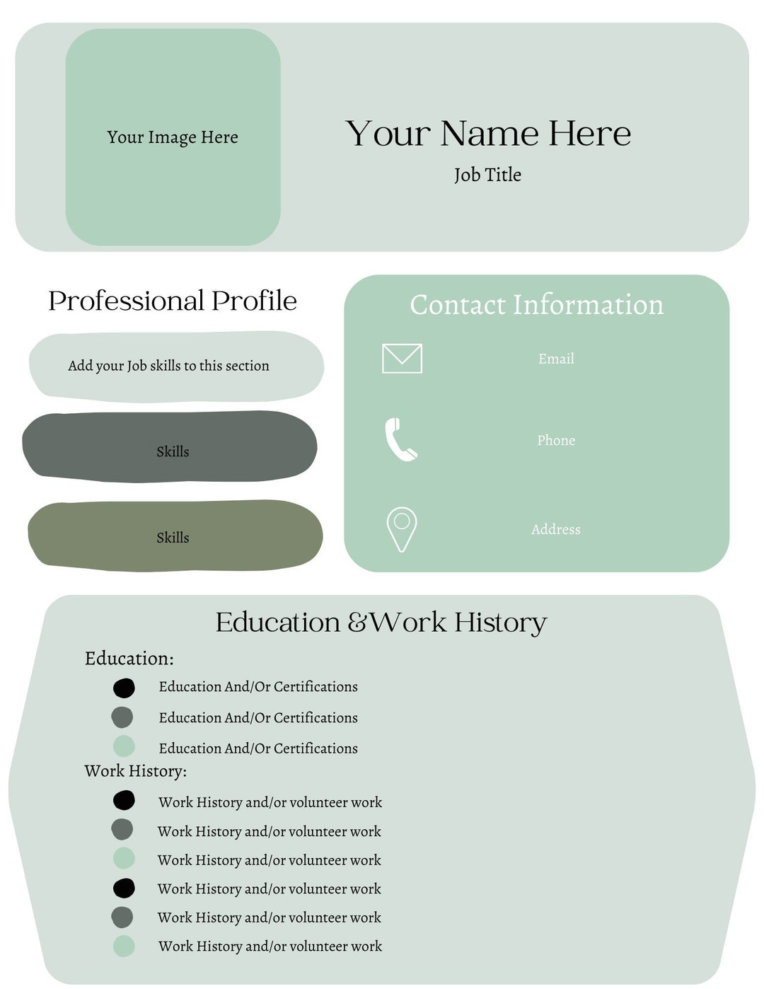 Classic Sage Resume - Etsy