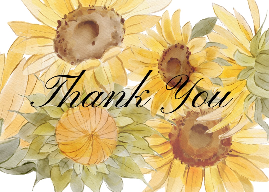 Sunflower Thank You Card Template Canva - Etsy