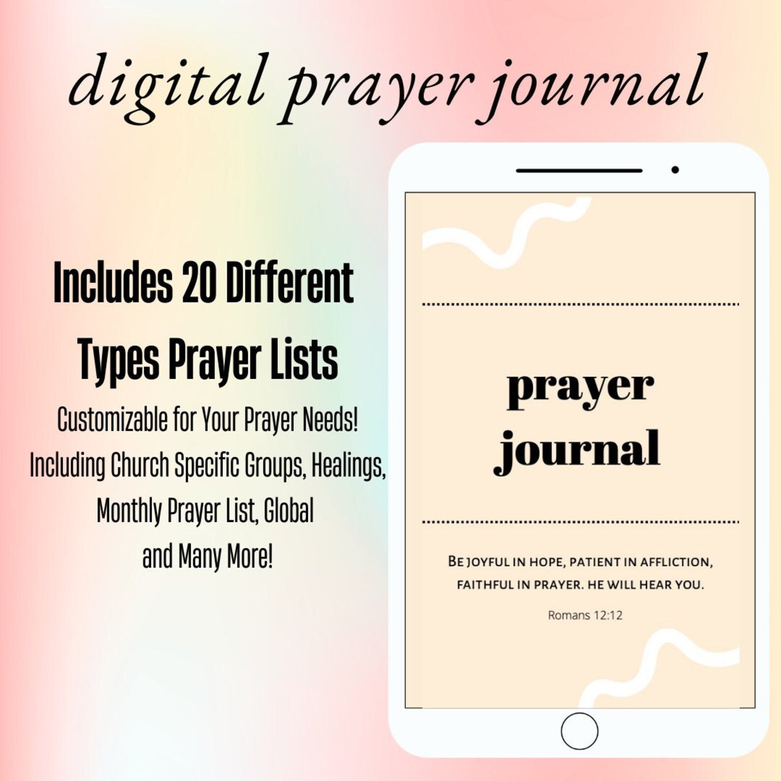 Digital Prayer Journal With 20 Customizable Prayer Lists | Including ...