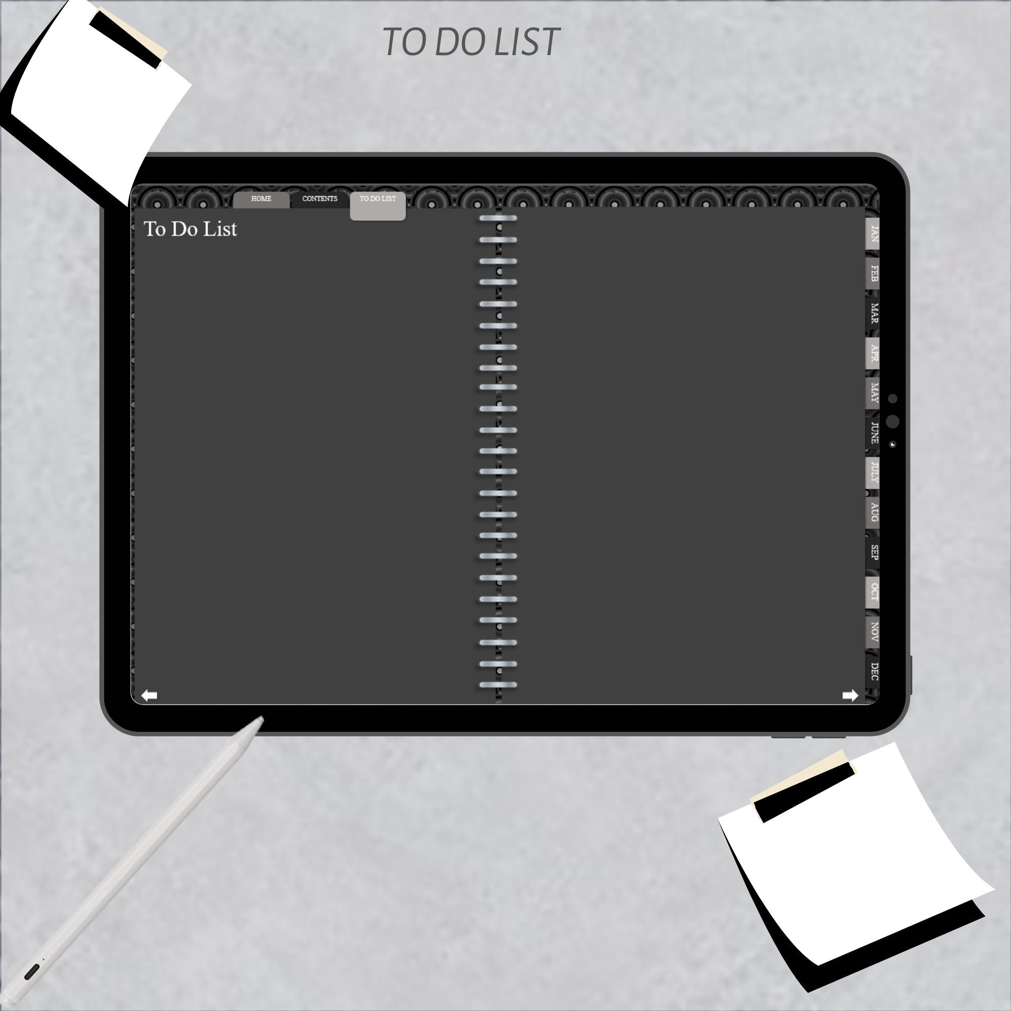 Simple Black Digital Planner, Weekly/monthly/yearly, Goodnotes, iPad ...