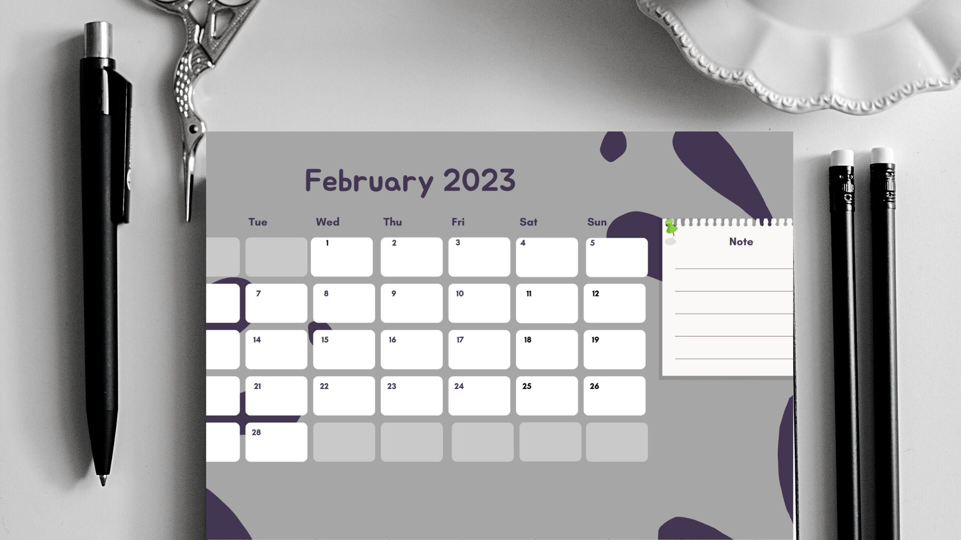 February 2023 Digital Calendar Flower, Instant Download - Etsy