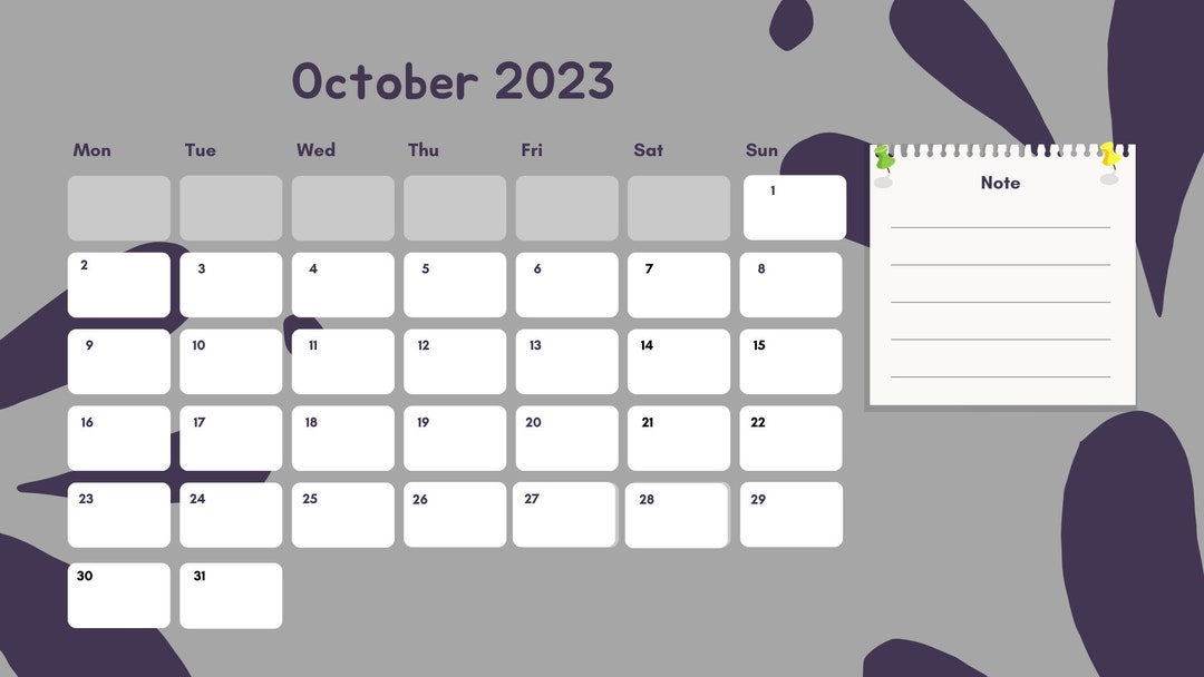 October 2023 Digital Calendar Flower, Instant Download - Etsy