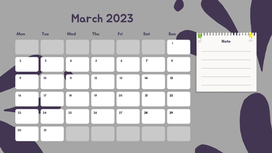 March 2023 Digital Calendar Flower, Instant Download - Etsy