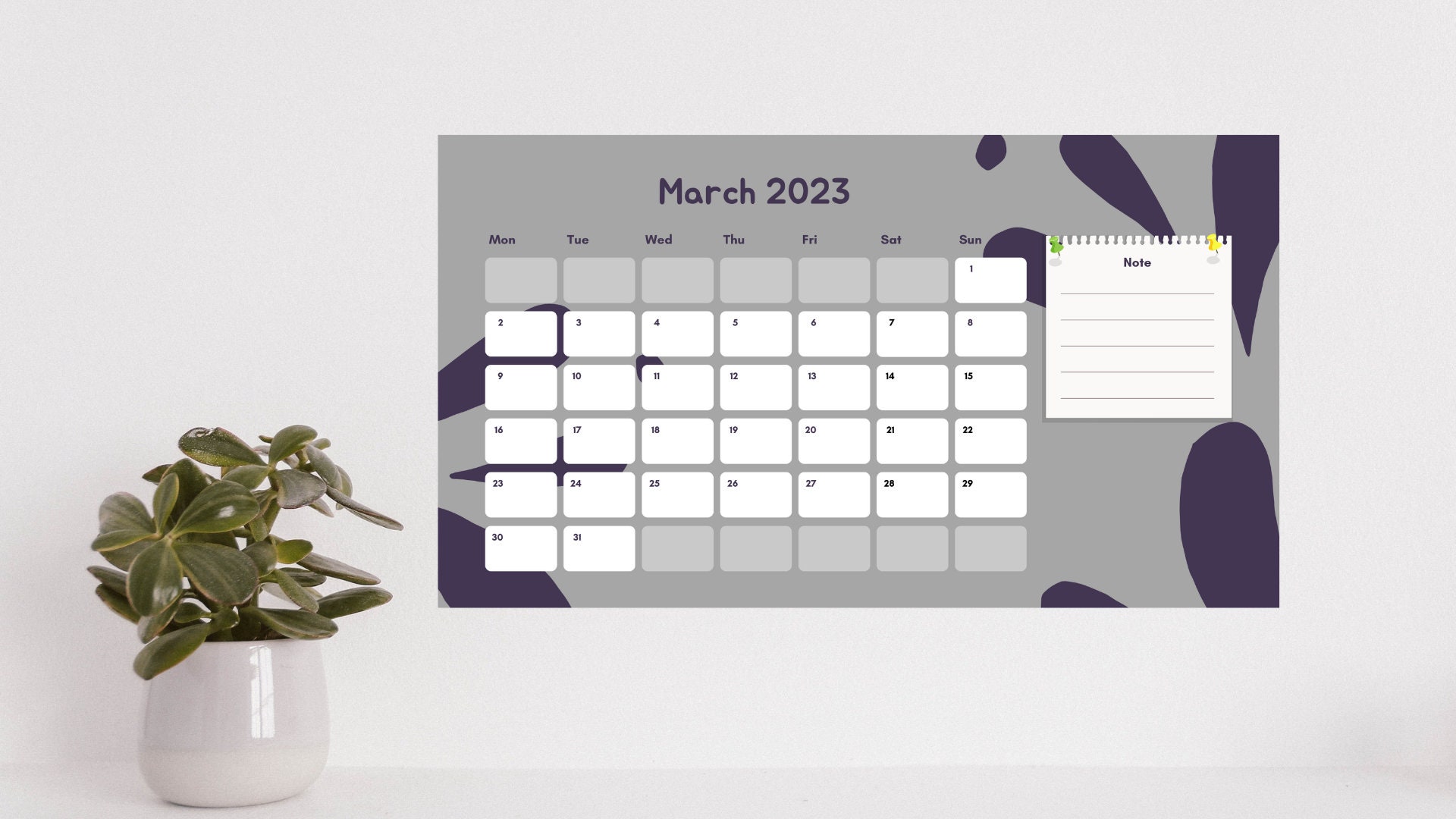 March 2023 Digital Calendar Flower, Instant Download - Etsy