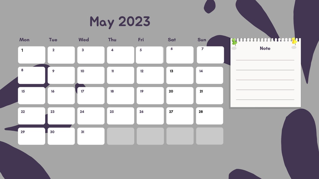 May 2023 Digital Calendar Flower, Instant Download - Etsy