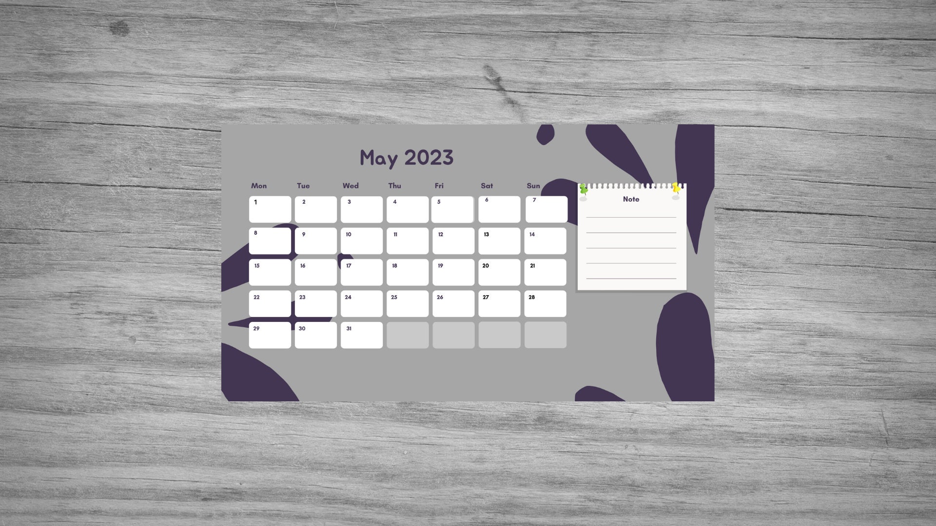 May 2023 Digital Calendar Flower, Instant Download - Etsy
