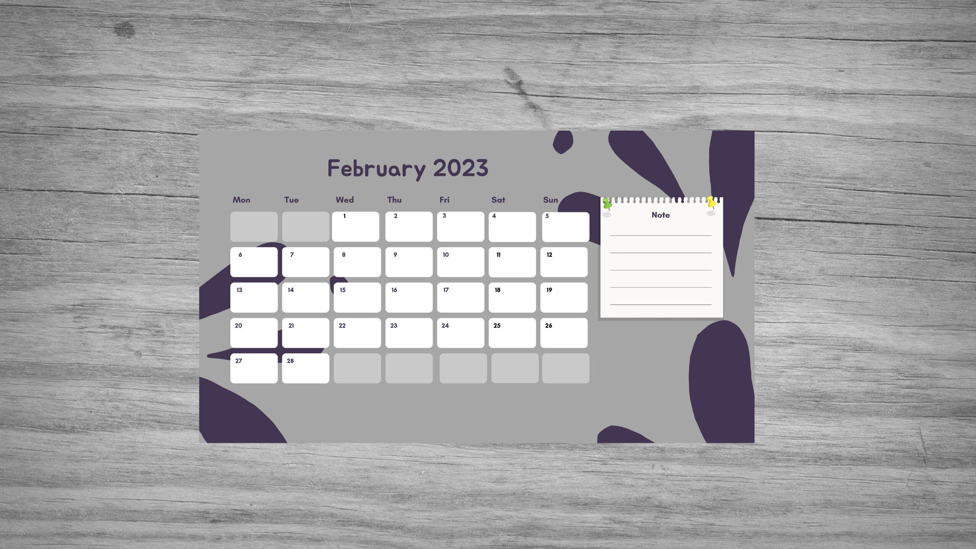 February 2023 Digital Calendar Flower, Instant Download - Etsy