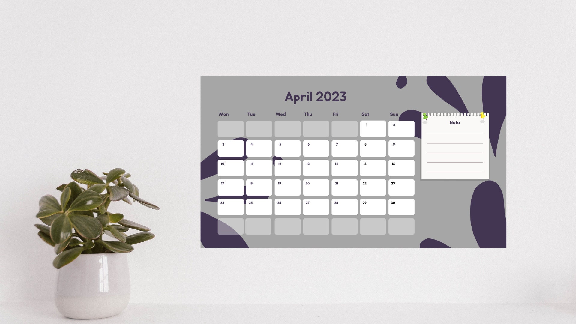 April 2023 Digital Calendar Flower, Instant Download - Etsy