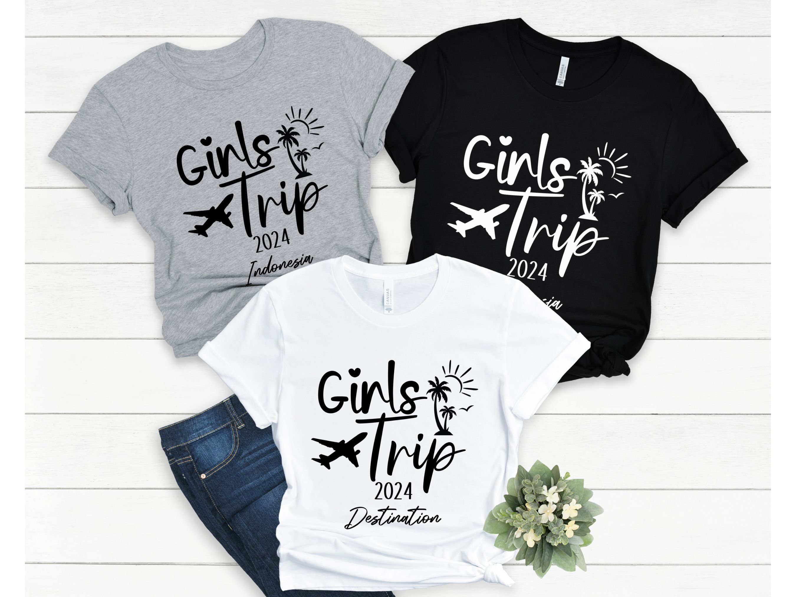 Girls Trip 2024 Custom Destination Shirt, Personalized Women Travel ...