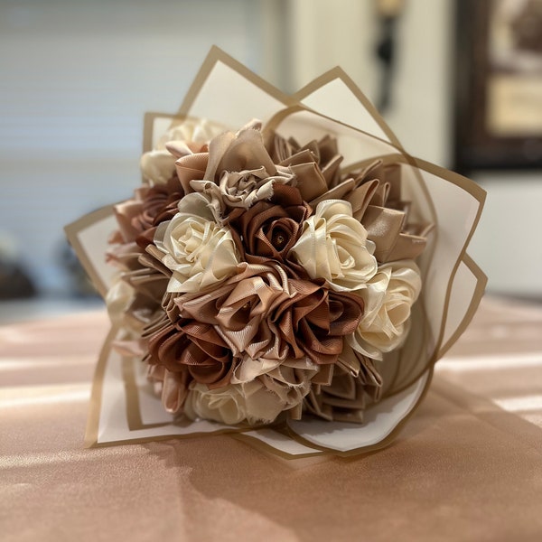 Ribbon Rose Bouquet - Etsy