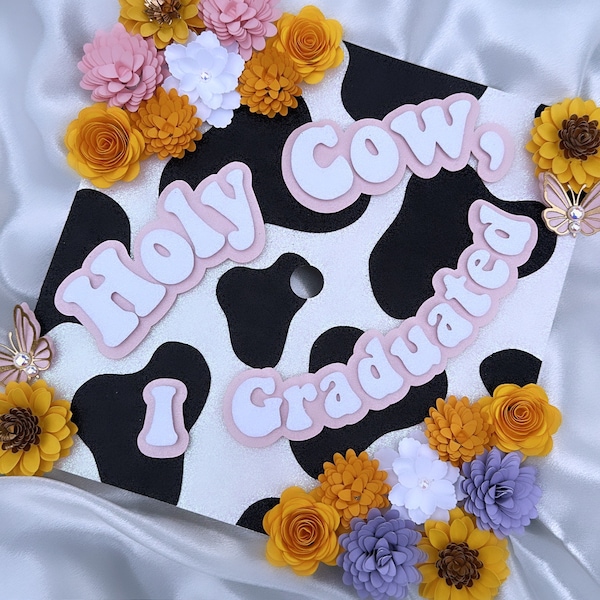 Graduation Cap Cow Print Svg - Etsy