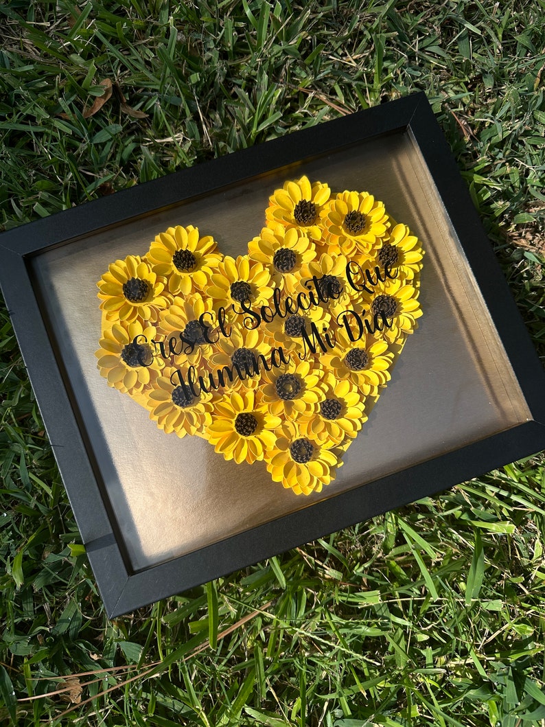 Heart Shaped Shadow Box Sunflowers - Etsy