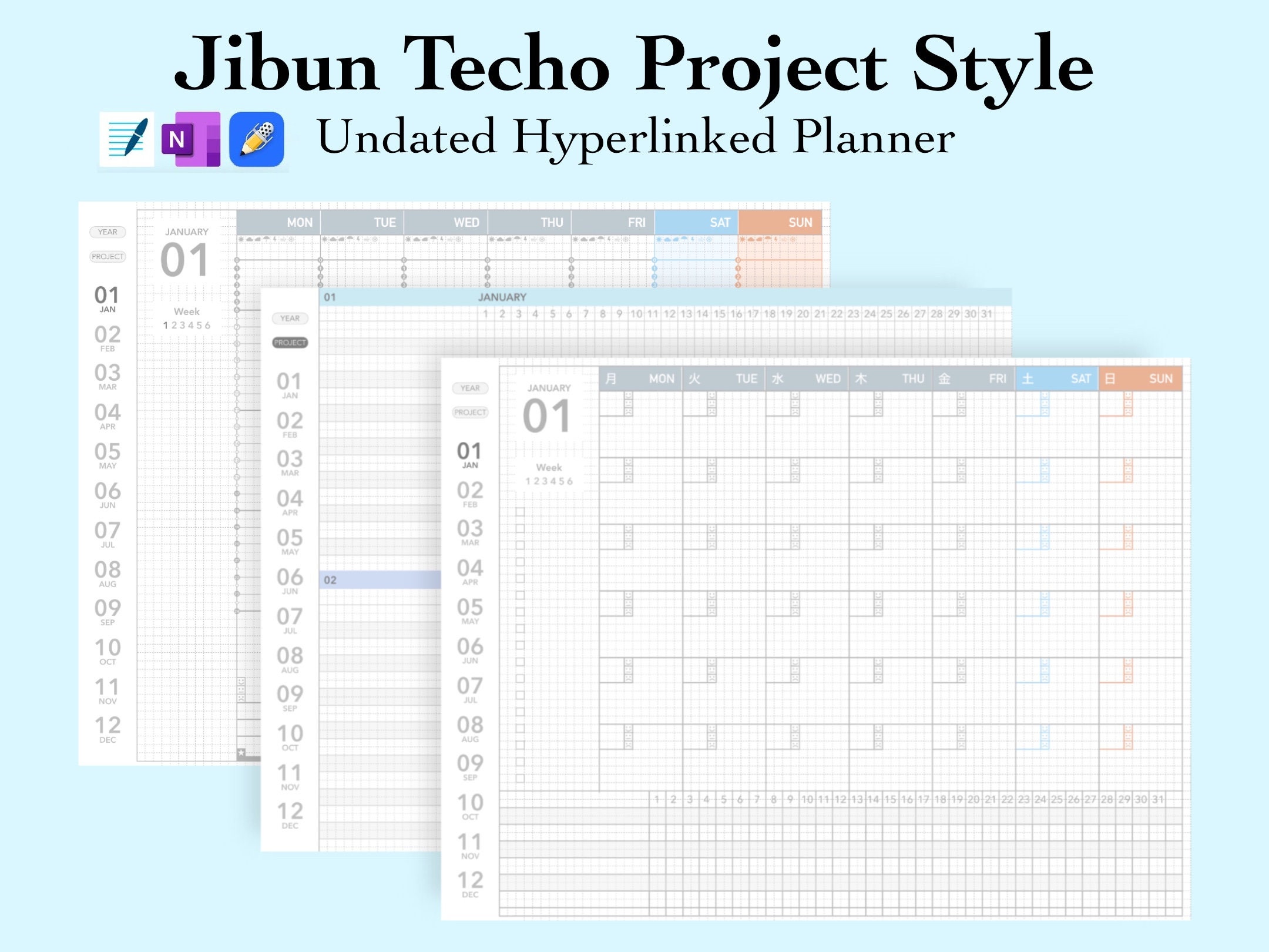 Kokuyo Jibun Techo Hyperlinked Undated Planner Calendar Hobonichi ...