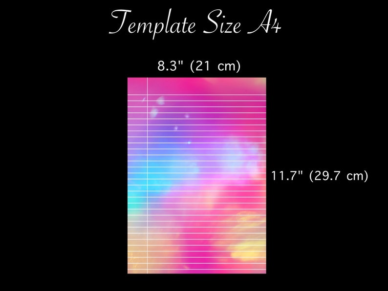 RAINBOW Printable Digital Templates A4 Digital Writing Paper Lined ...